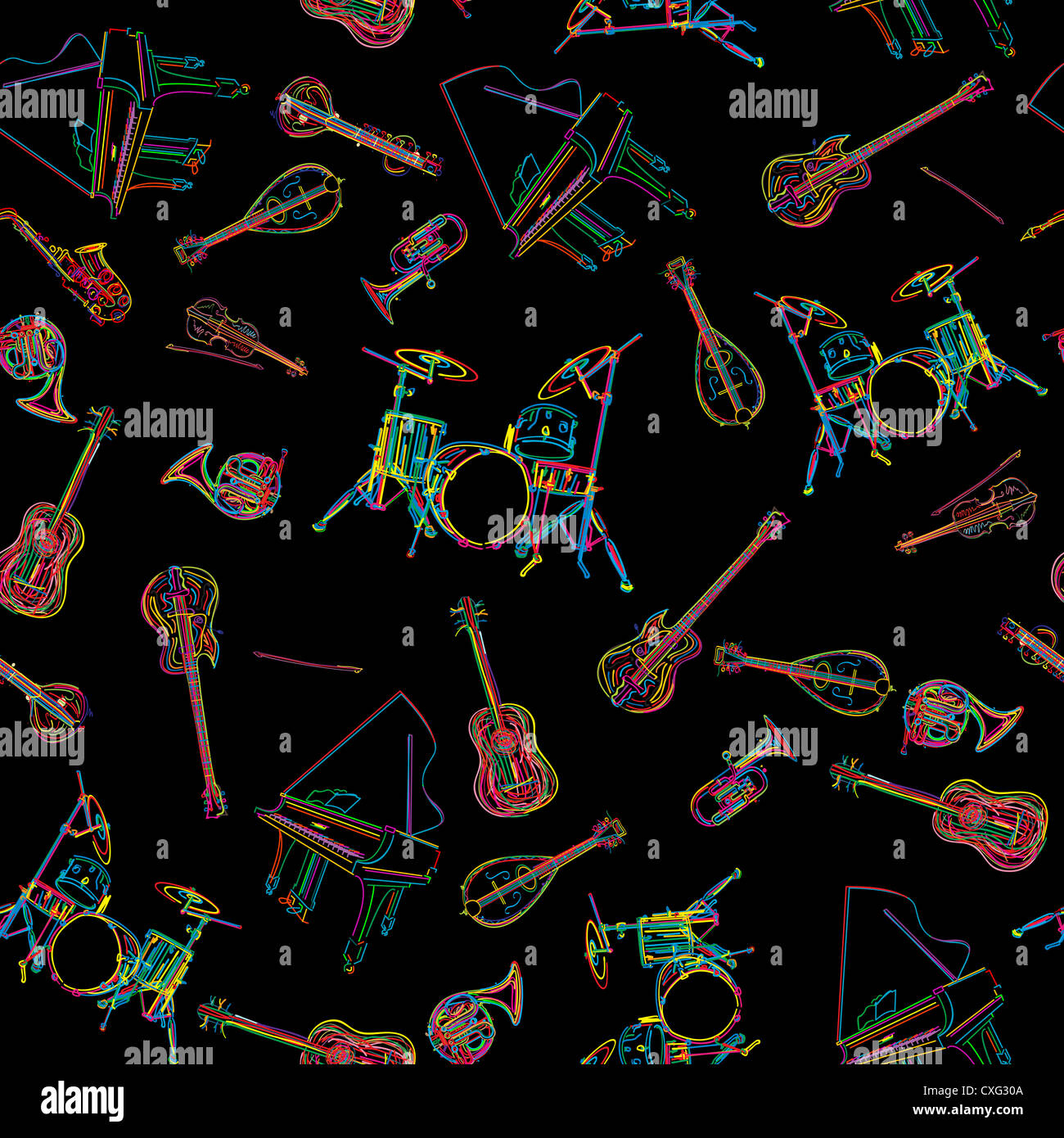Seamless pattern for wrapping paper or background with musical ...