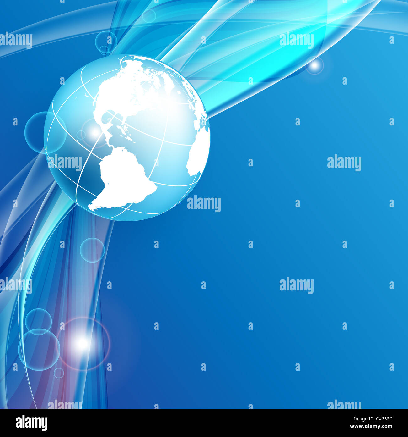 abstract blue background with globe and lines Stock Photo - Alamy
