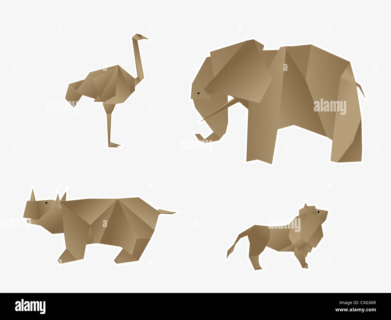 Origami like wild animals set Stock Photo - Alamy