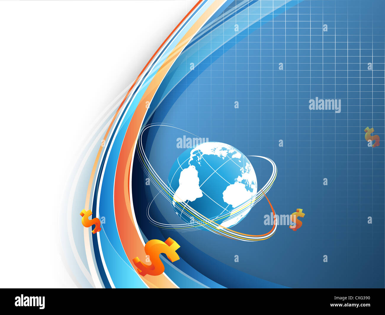 abstract blue background with globe and lines Stock Photo - Alamy