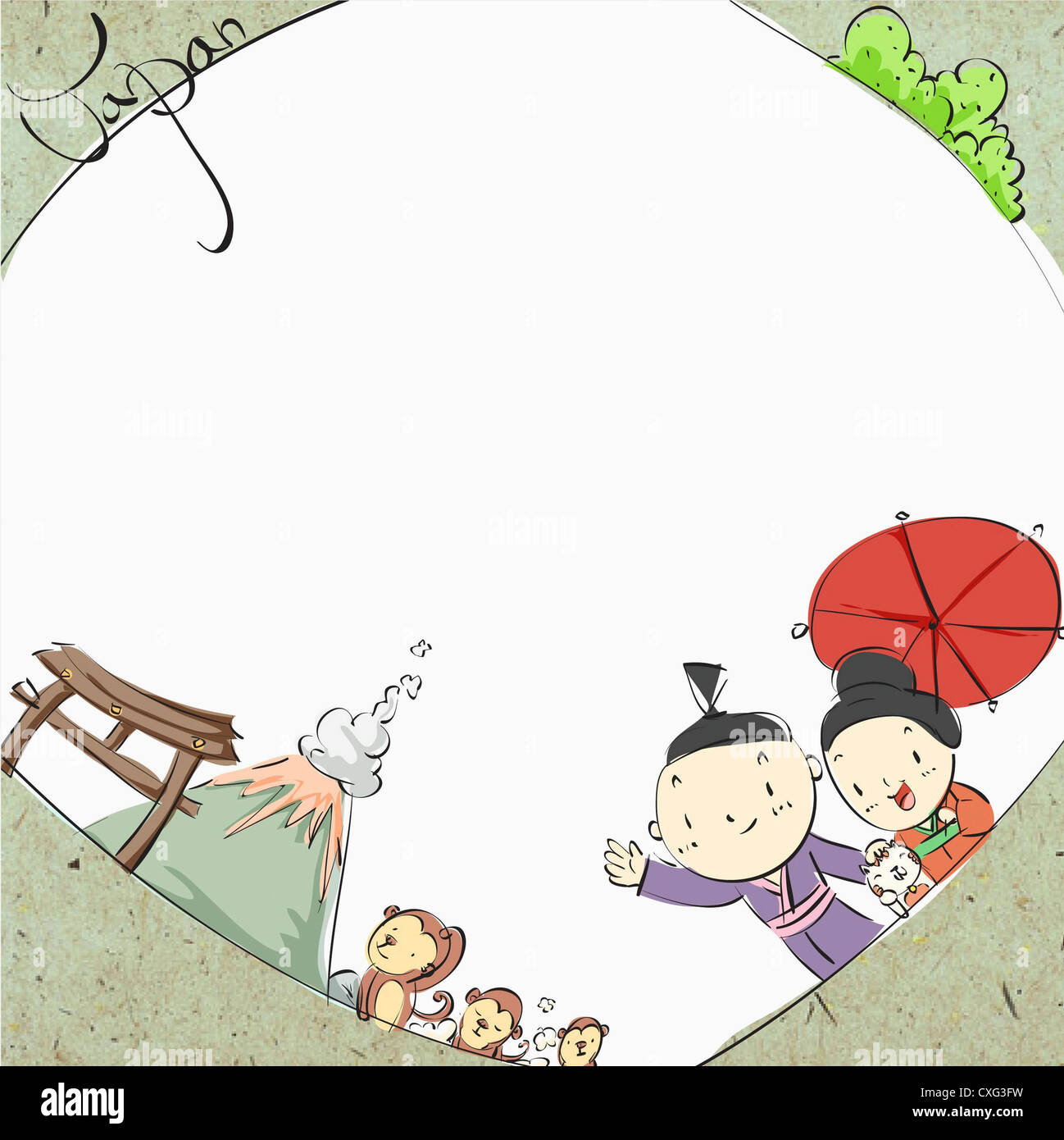 Japanese traditonal illustration letter border Stock Photo - Alamy