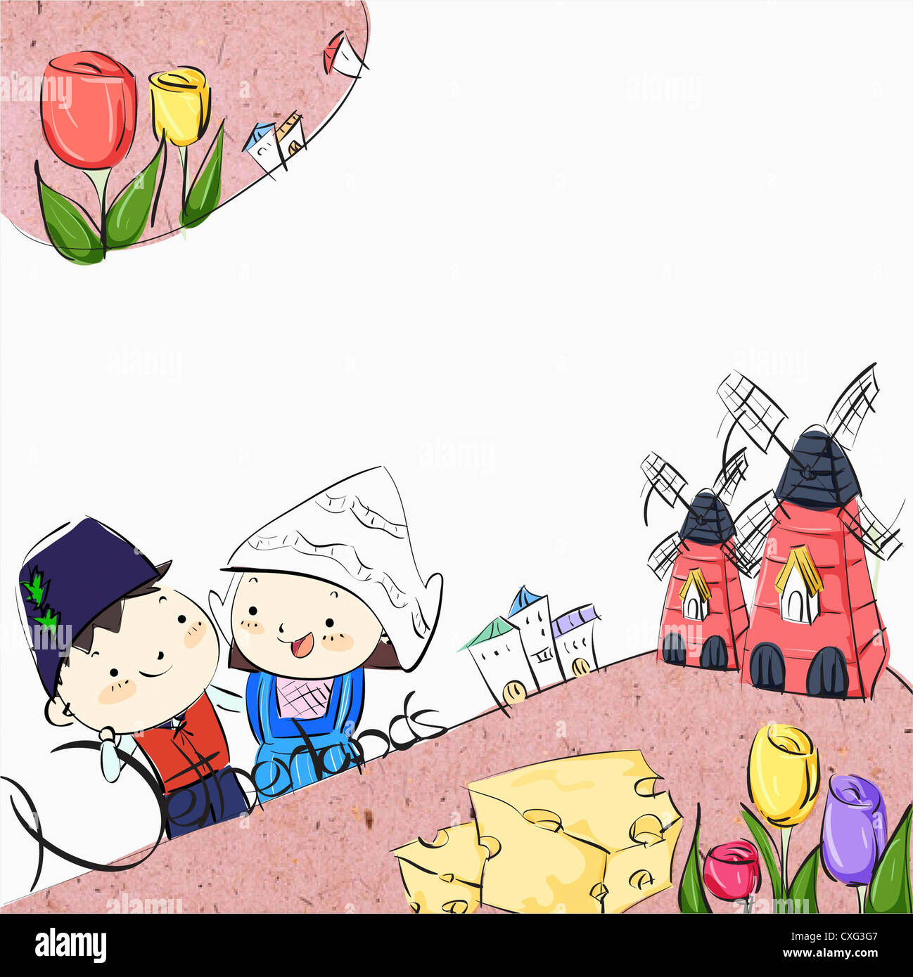 Dutch traditonal illustration letter border Stock Photo - Alamy