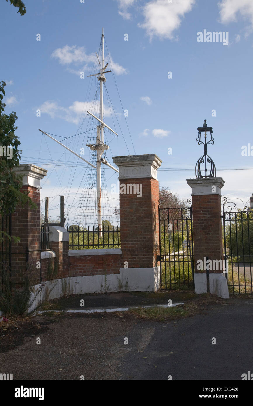 Derelict entrance to HMS Ganges Shotley Gate, Suffolk, England Stock ...