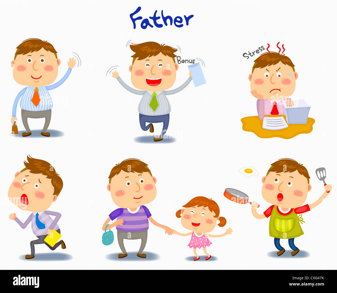 A illustration of father in different position and emotions Stock Photo ...