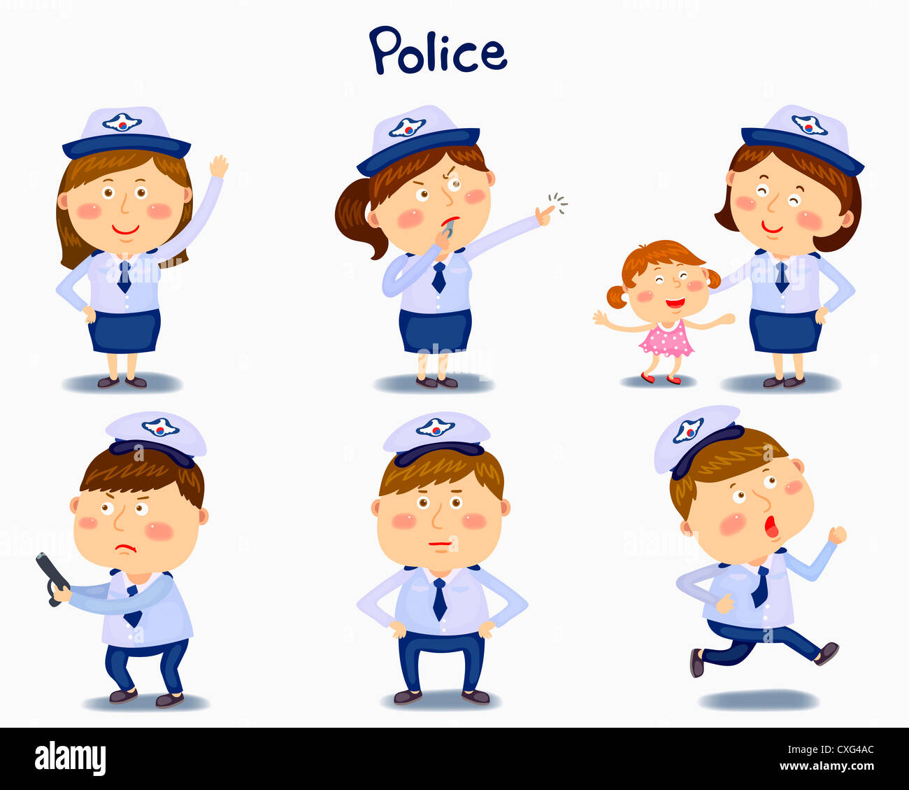 A illustration of police in different position and emotions Stock Photo ...