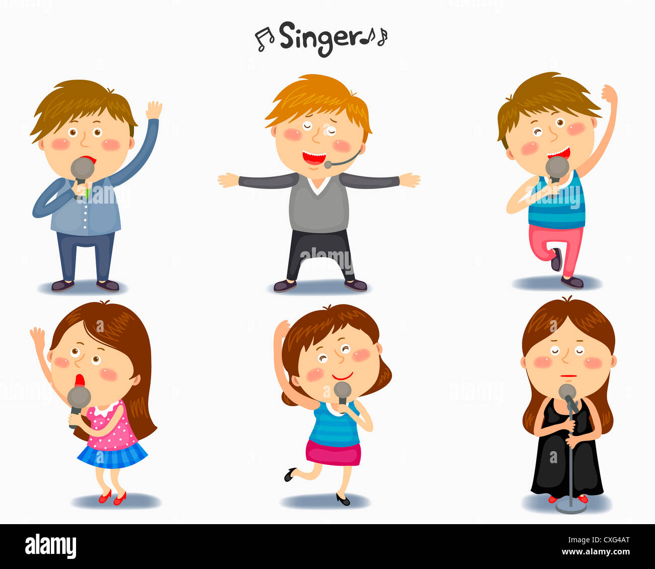 A illustration of singer in different position and emotions Stock Photo ...