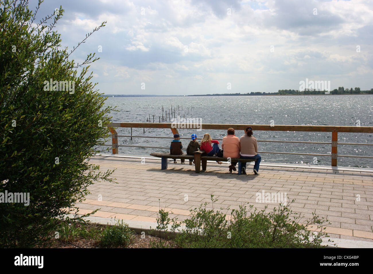 Strasburg, people sit on the waterfront of Uckersees Stock Photo - Alamy