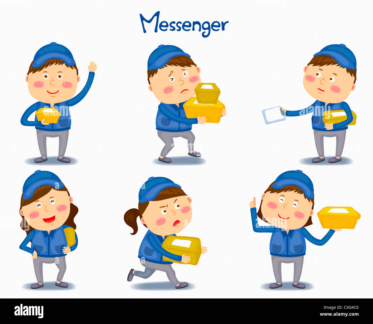 A illustration of messenger in different position and emotions Stock ...
