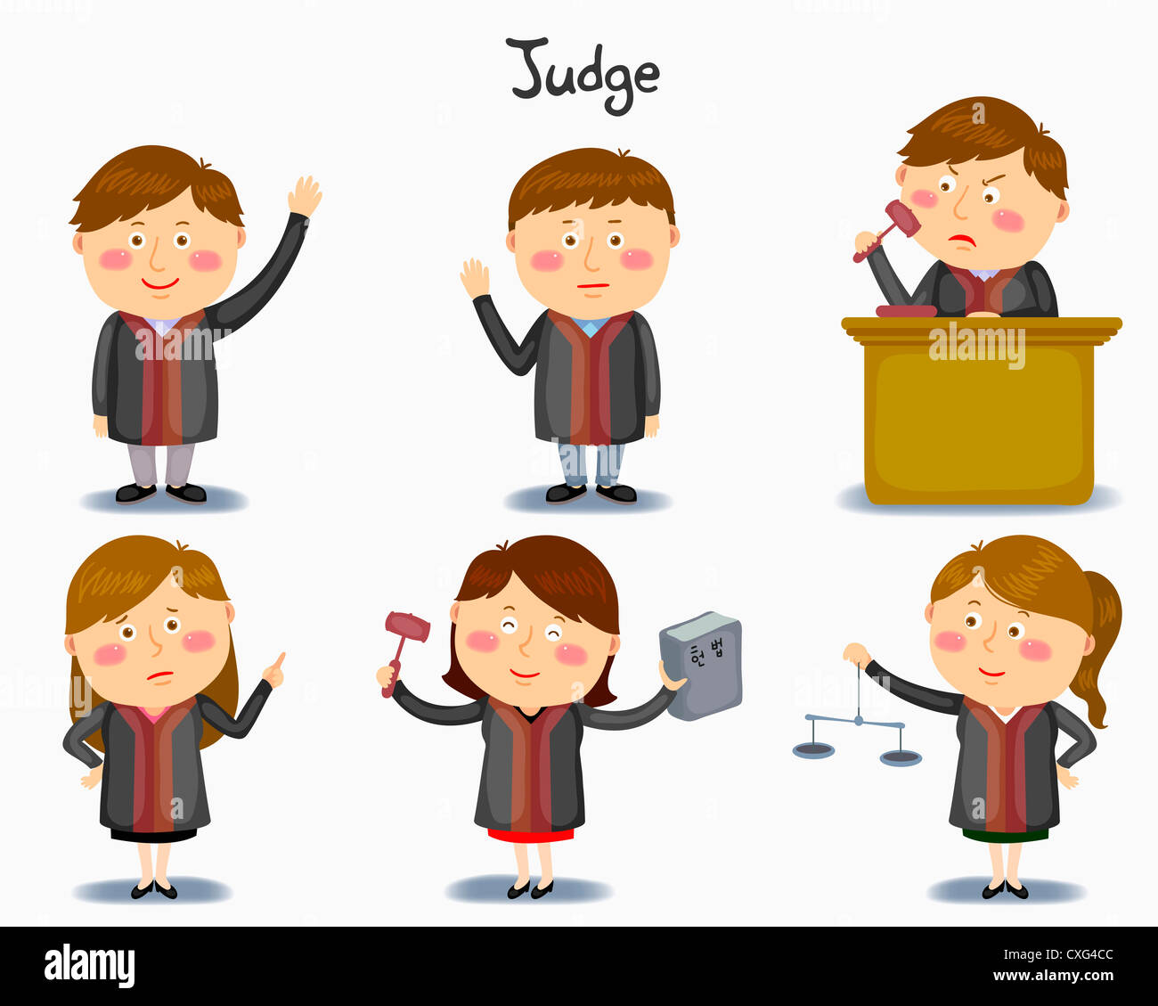 A illustration of judge in different position and emotions Stock Photo ...