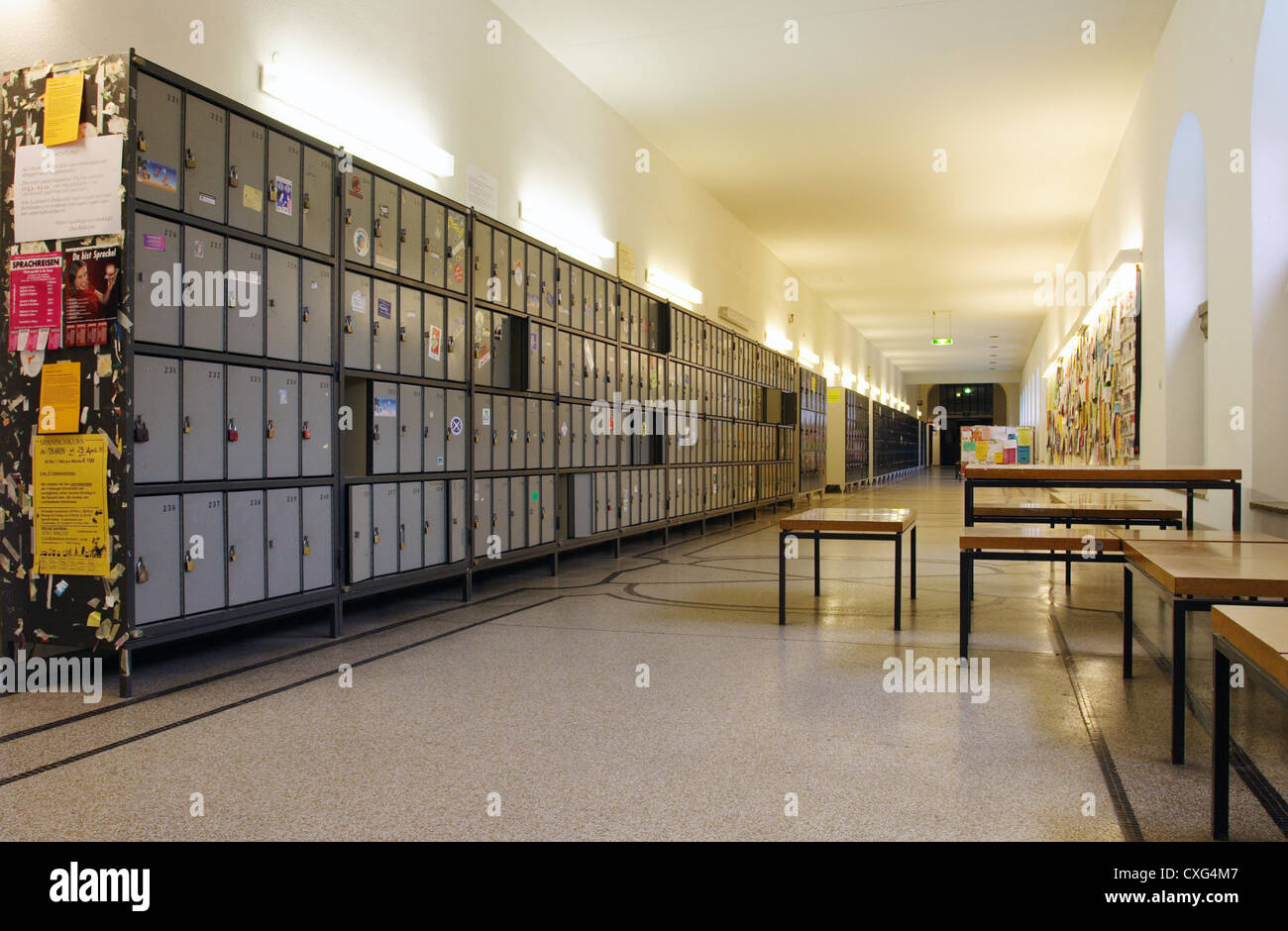 Lockers in a hallway at the University Stock Photo - Alamy