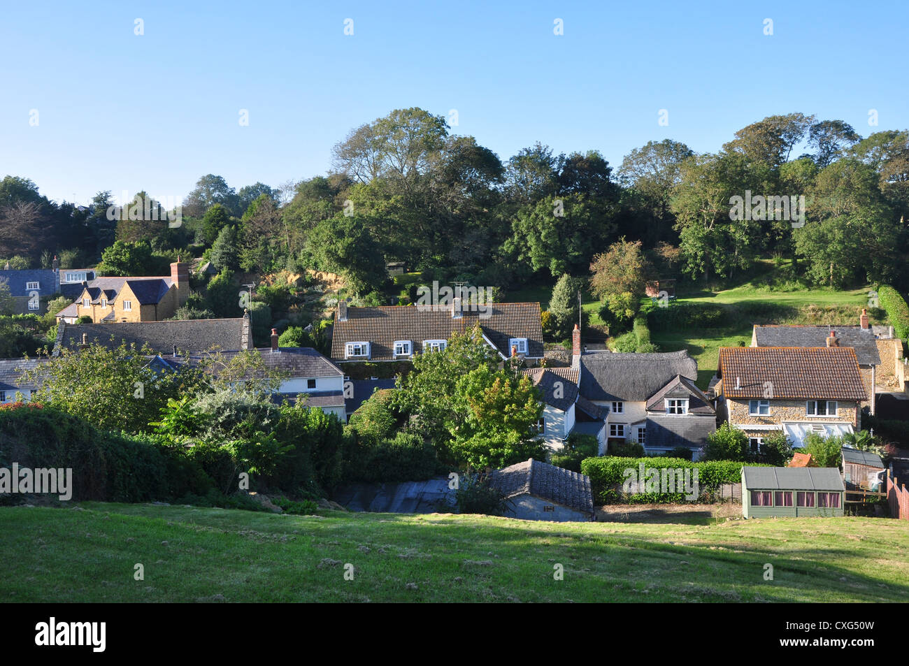 A view of the village of Shipton Gorge Dorset UK Stock Photo - Alamy