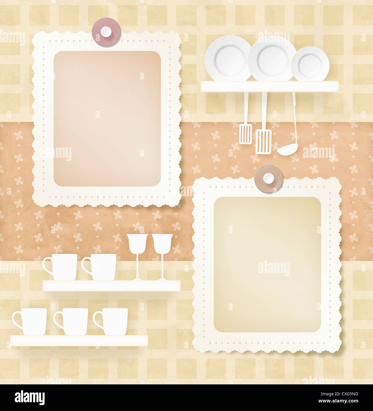 Illustration of photo album borders in kitchen background Stock Photo ...