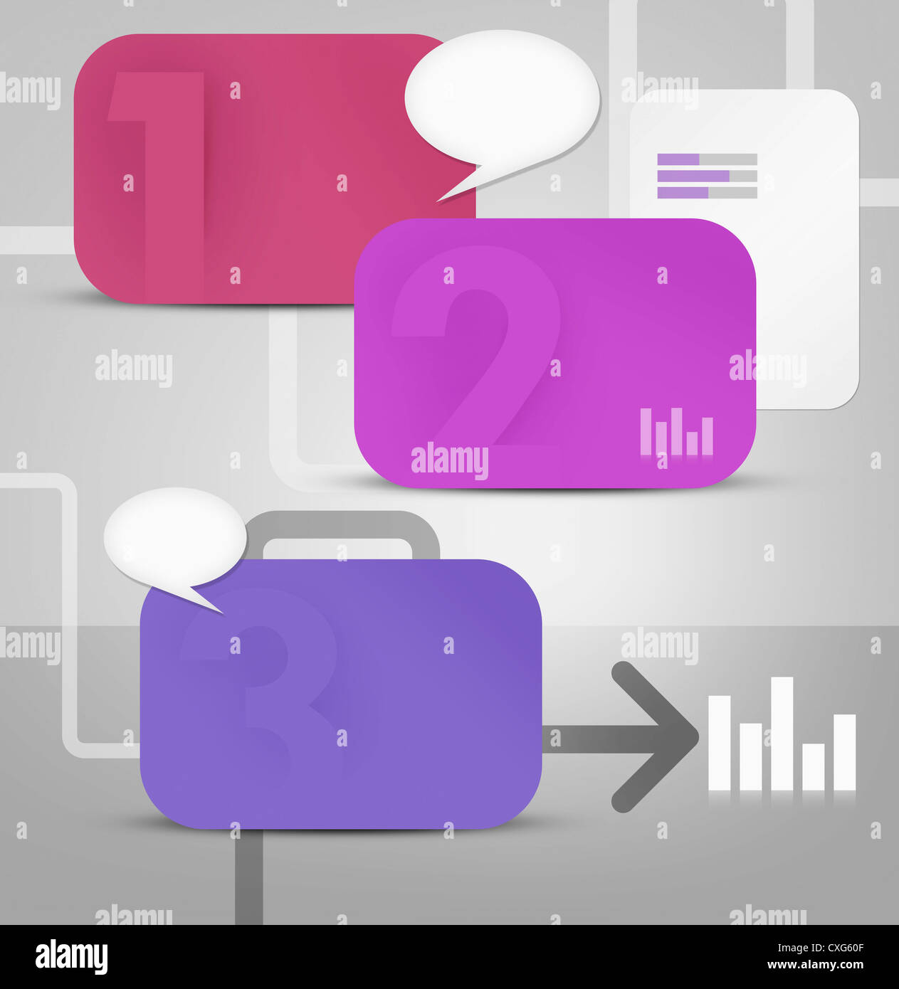 A template of three step diagram with speech bubbles Stock Photo - Alamy