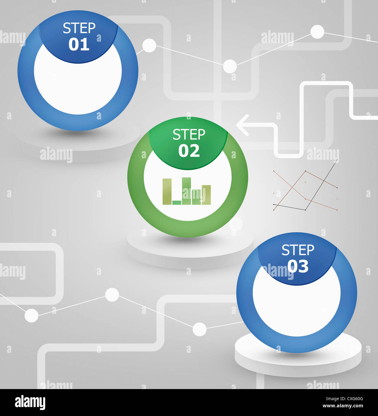 A template of three step diagram in circular shapes Stock Photo - Alamy