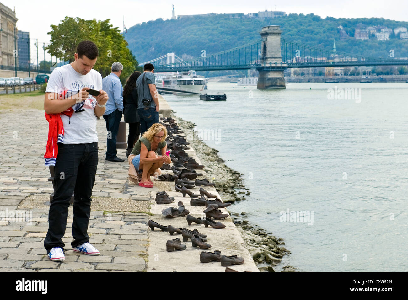 Hungary, Budapest, Footwear monument Stock Photo - Alamy