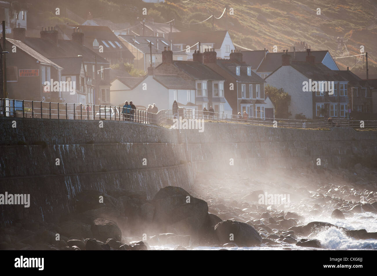 Rough sea at Sennen in Cornwall Stock Photo - Alamy