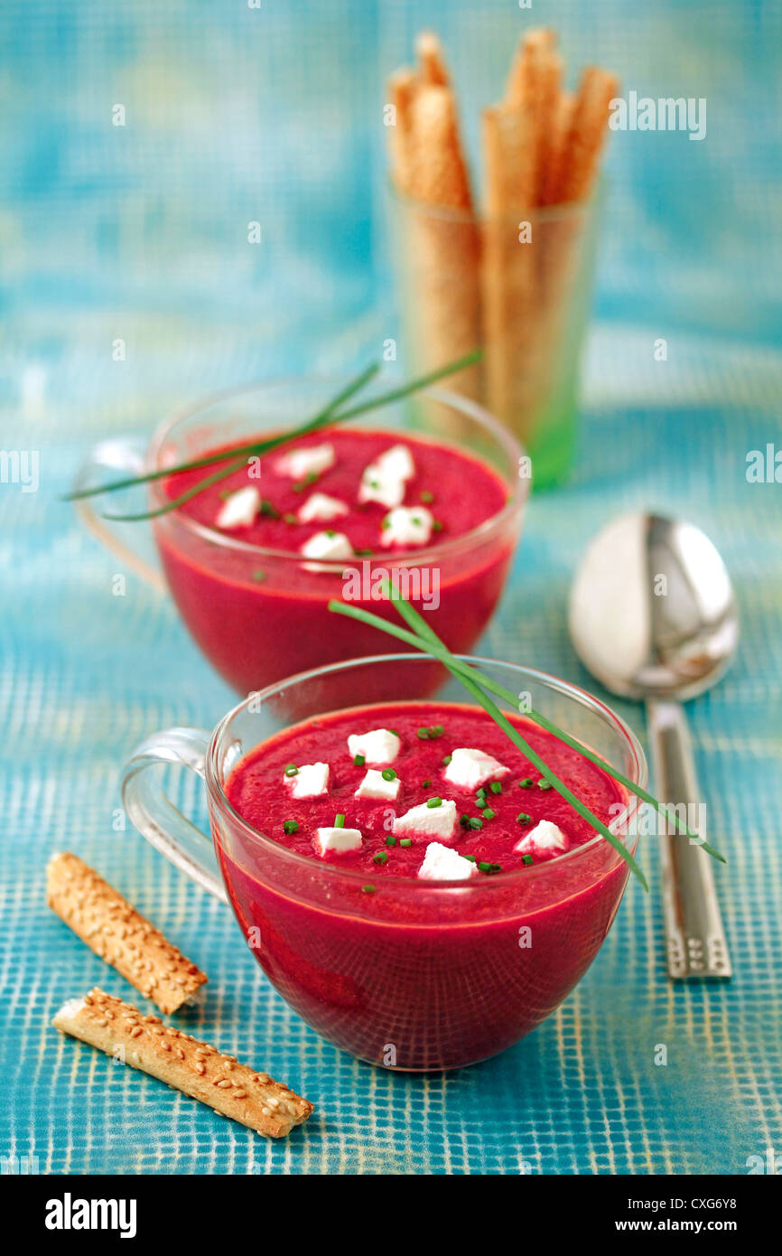 Beetroot gazpacho. Recipe available Stock Photo - Alamy