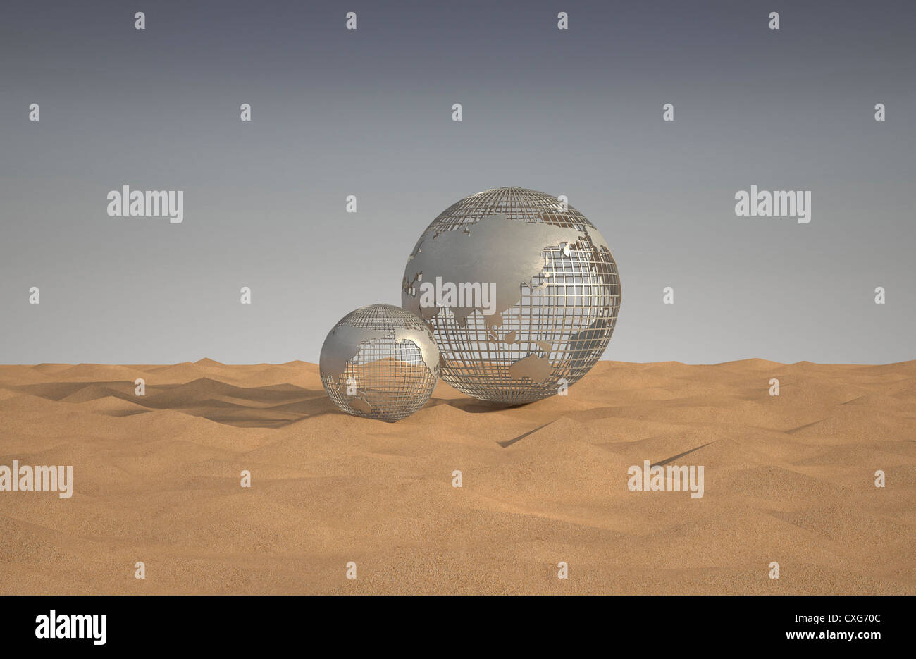 globes in the middle of desert Stock Photo - Alamy
