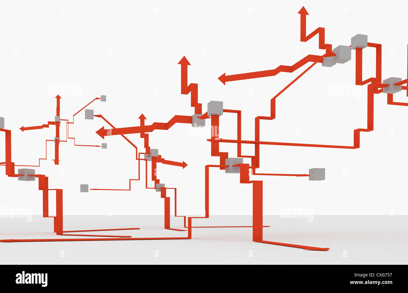 red arrows toward many different directions Stock Photo - Alamy