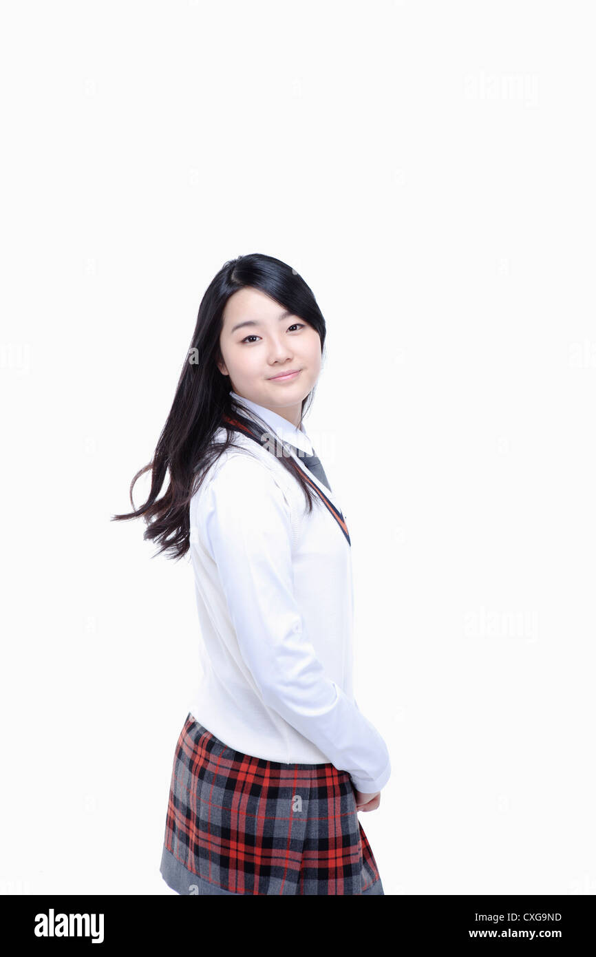 schoolgirl turning her head Stock Photo - Alamy