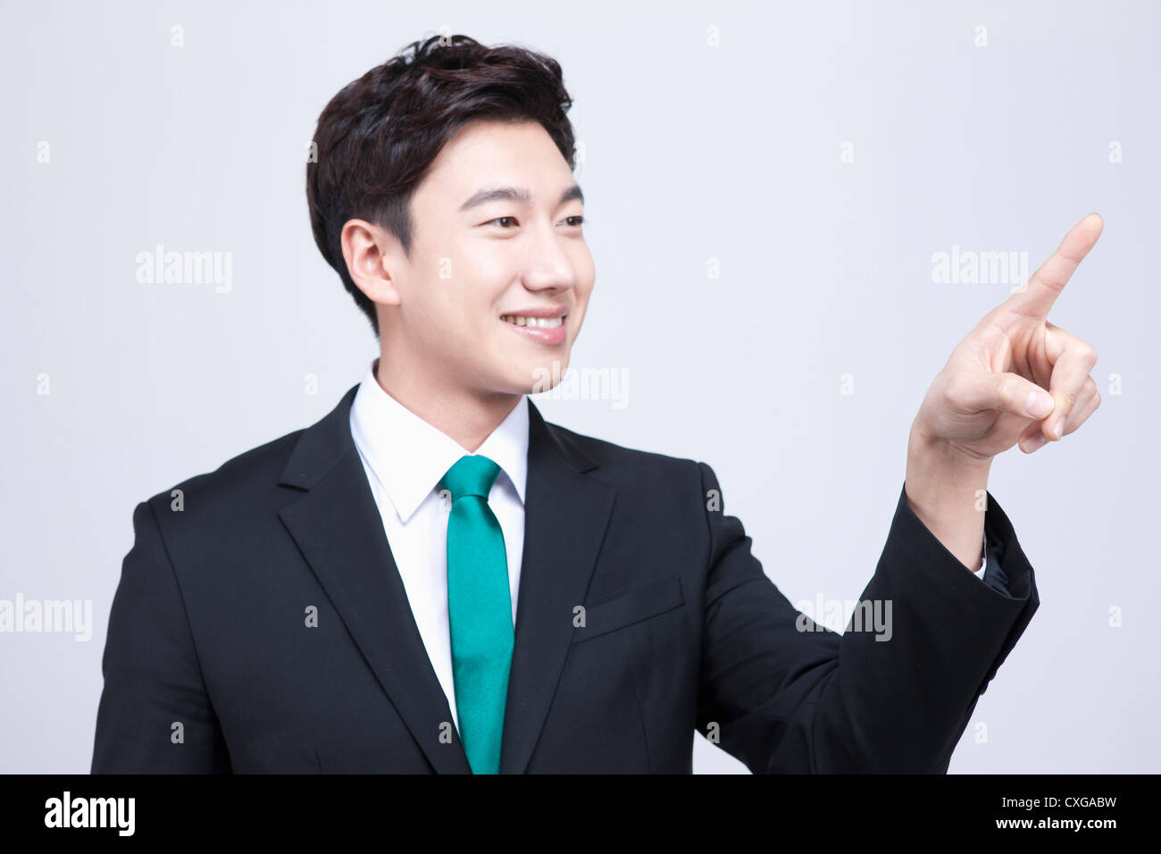 man pointing out with his index finger Stock Photo - Alamy