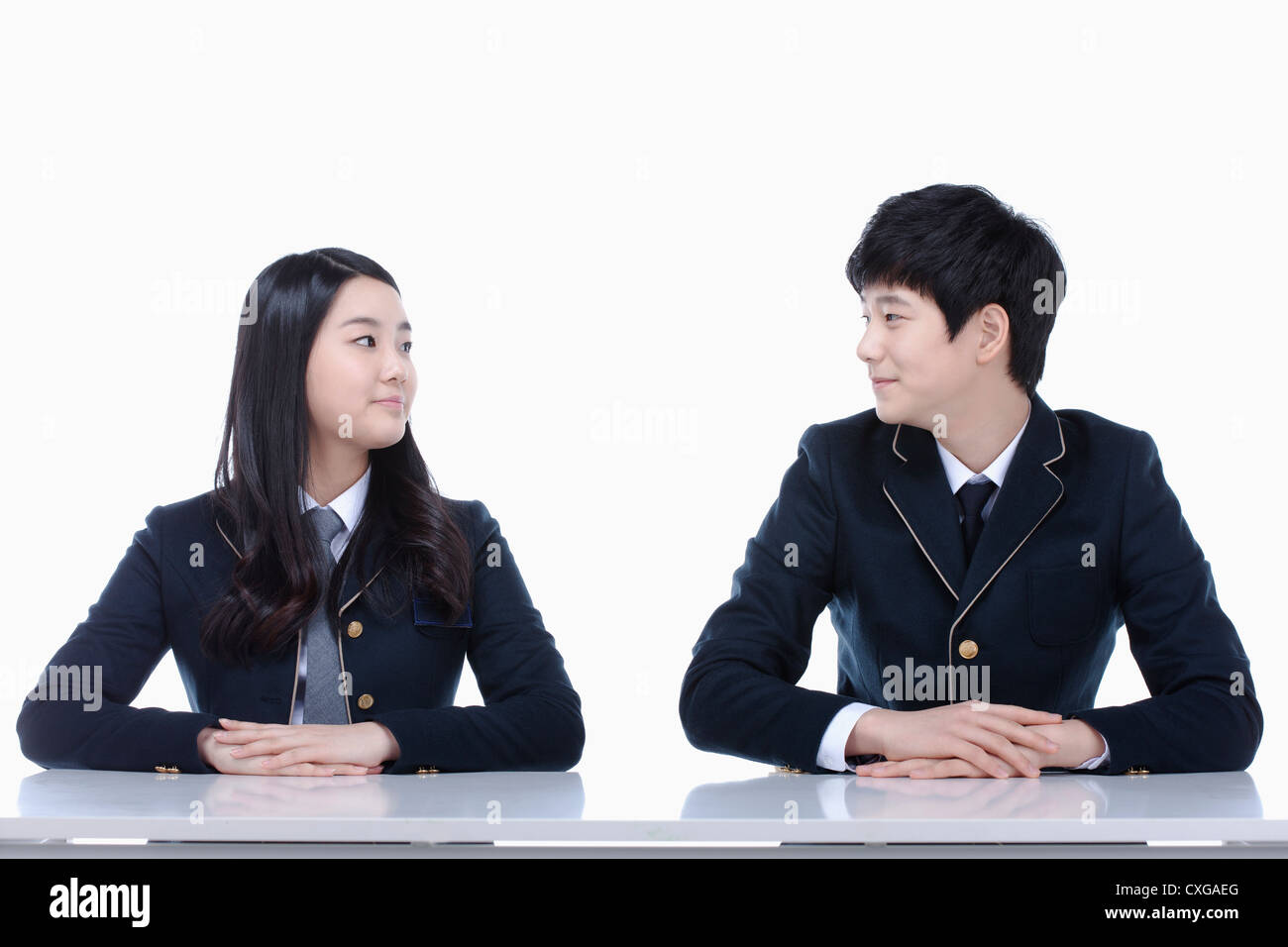 a couple of students facing each other Stock Photo - Alamy