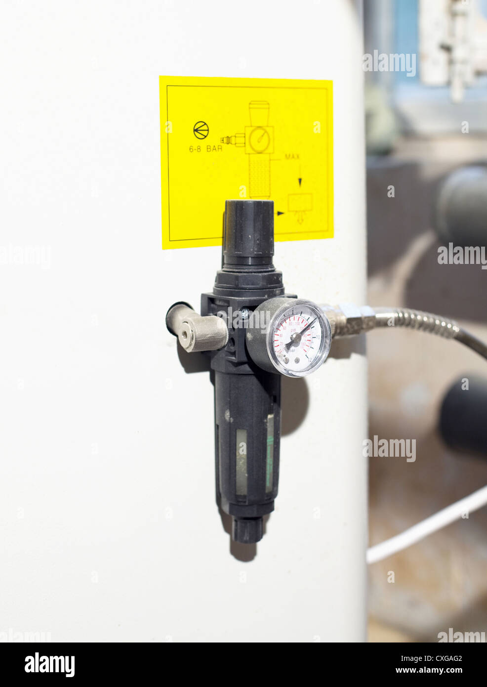 Small industrial pressure barometer on lathe Stock Photo - Alamy