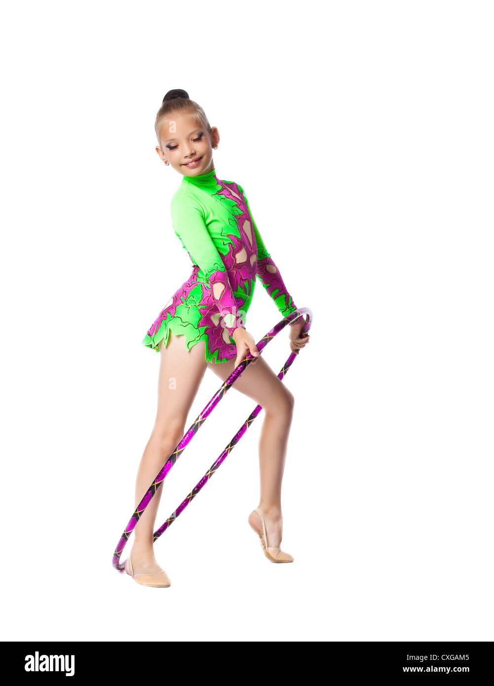 Young girl show gymnastics dance with hoop Stock Photo - Alamy