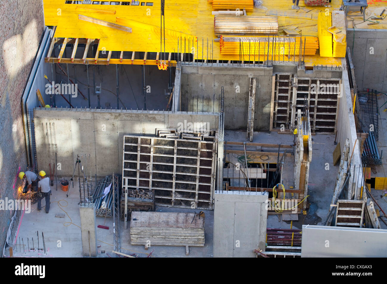 construction site and building activities with building labour Stock ...