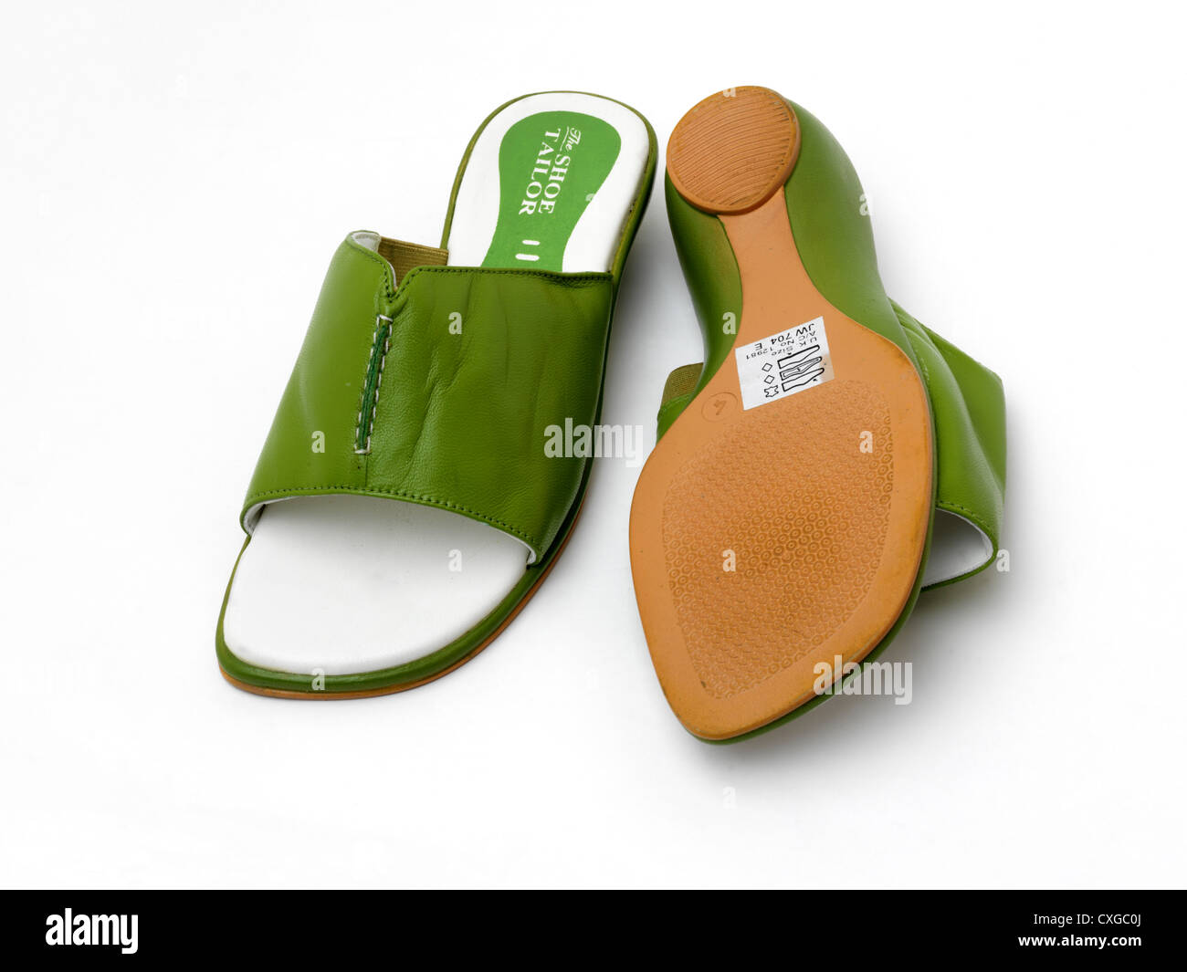 Green Leather Open Toed Sandals Stock Photo - Alamy