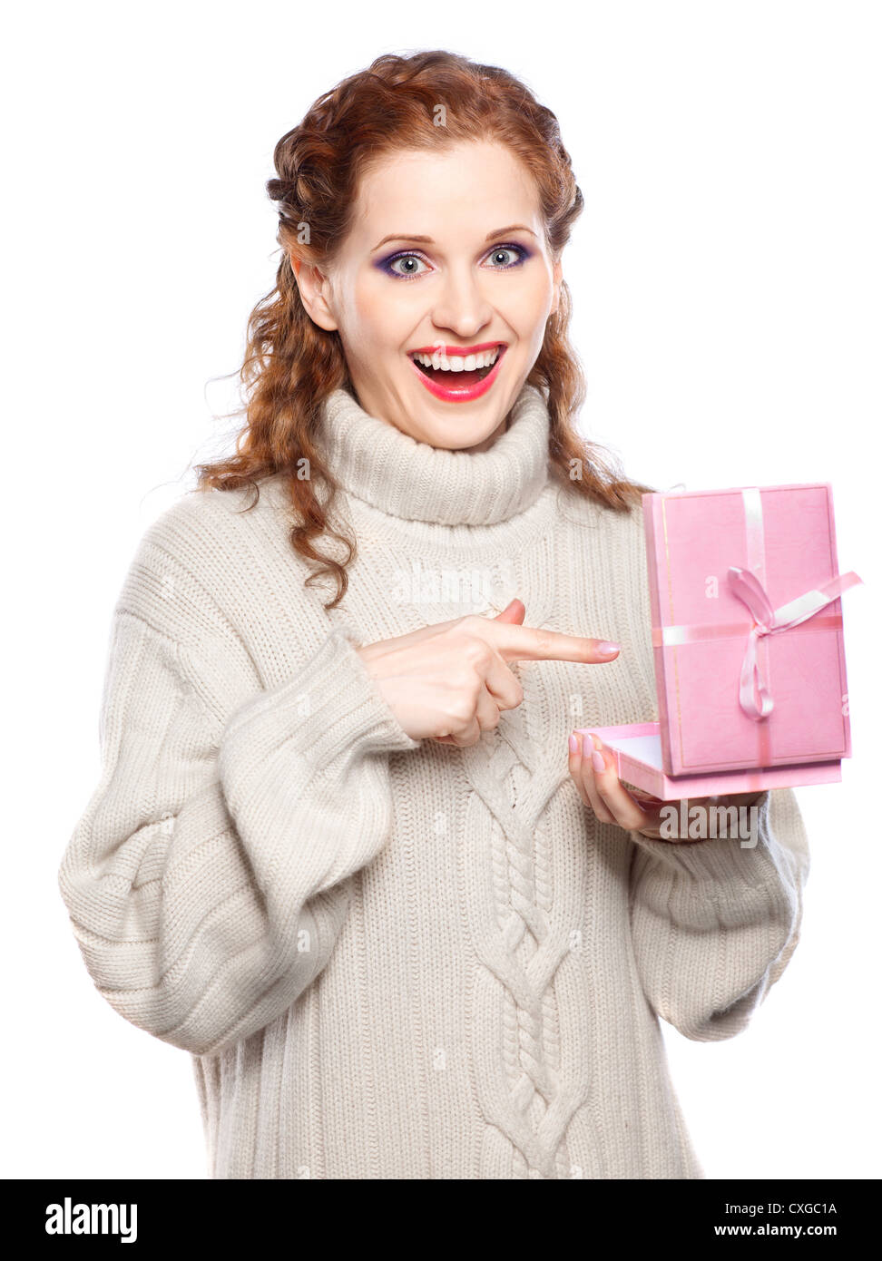 Portrait of a beautiful girl with a gift Stock Photo - Alamy