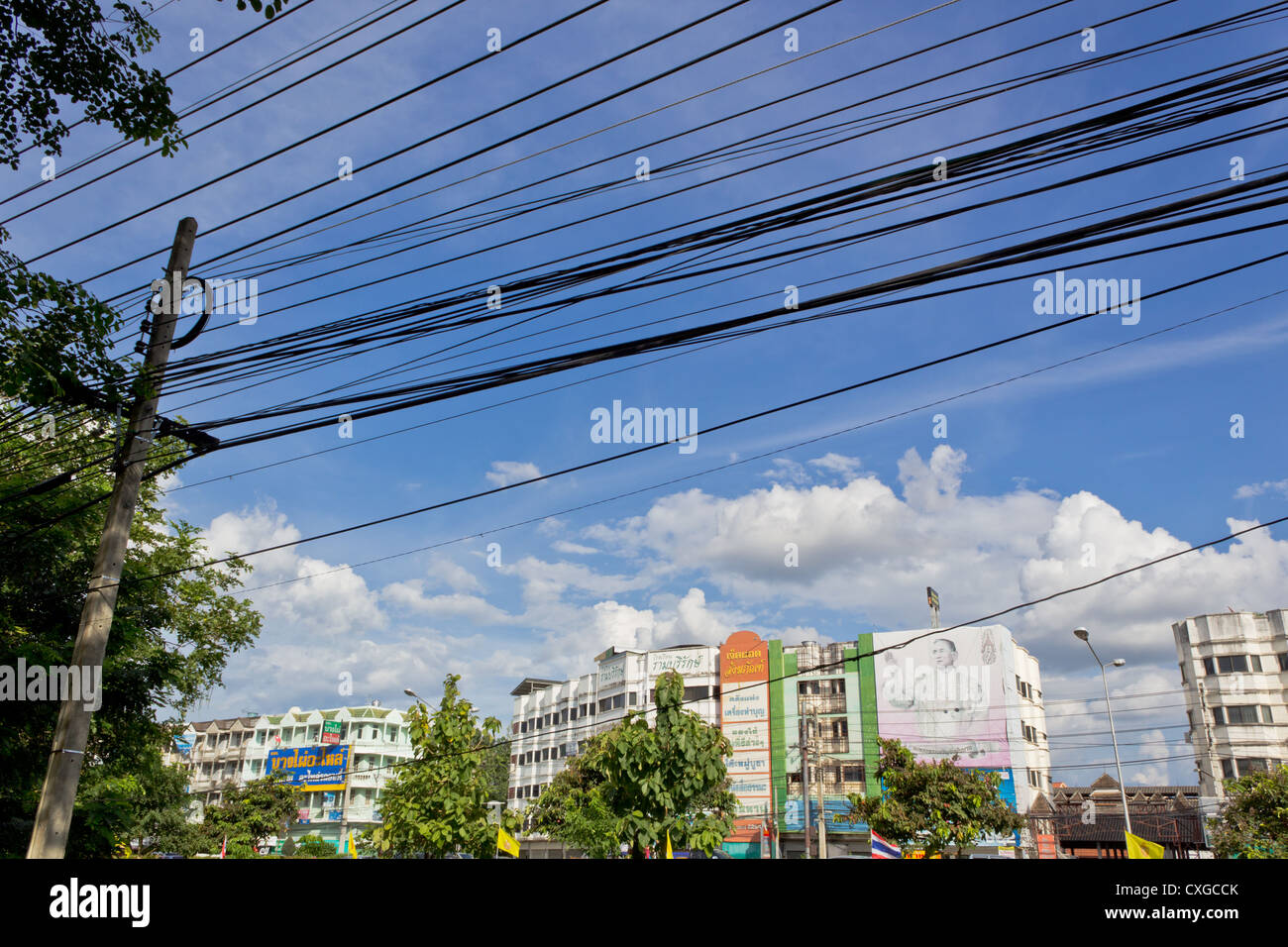 Electric Wire and Post in the Urban City Stock Photo - Alamy
