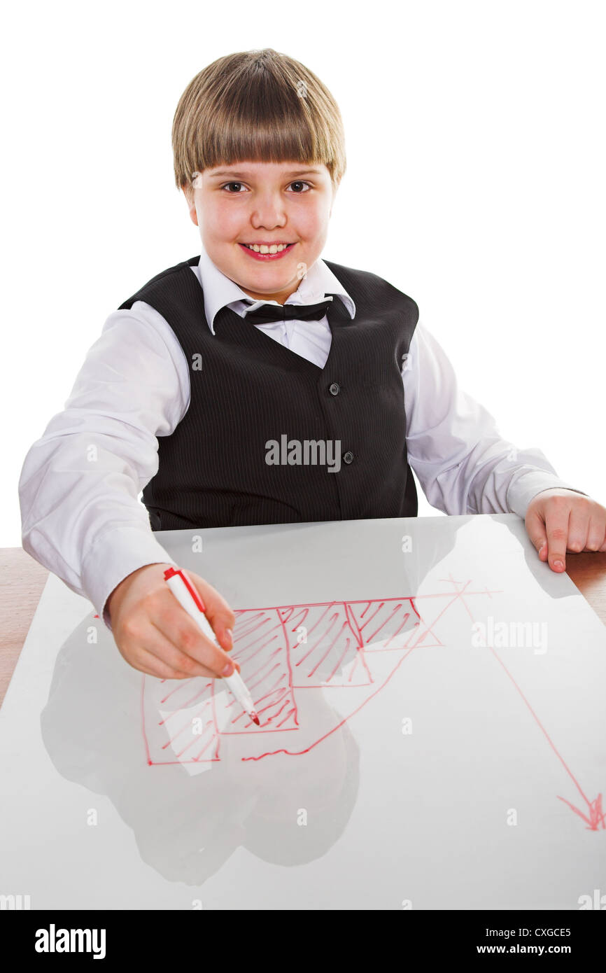 Kid pointing at graph hi-res stock photography and images - Alamy