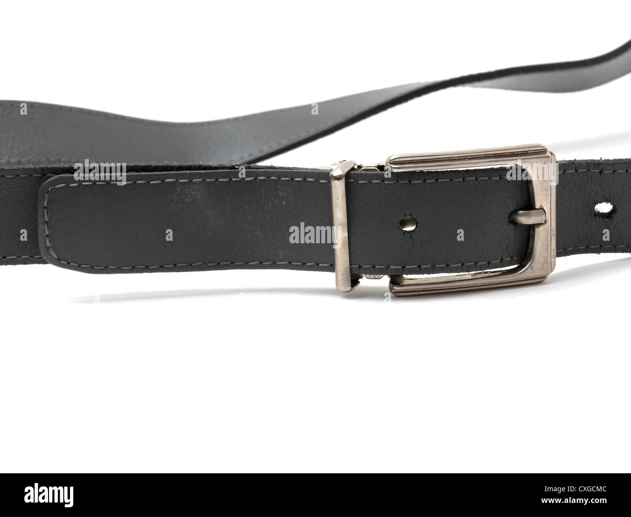 Black Leather Belt And Buckle Stock Photo - Alamy
