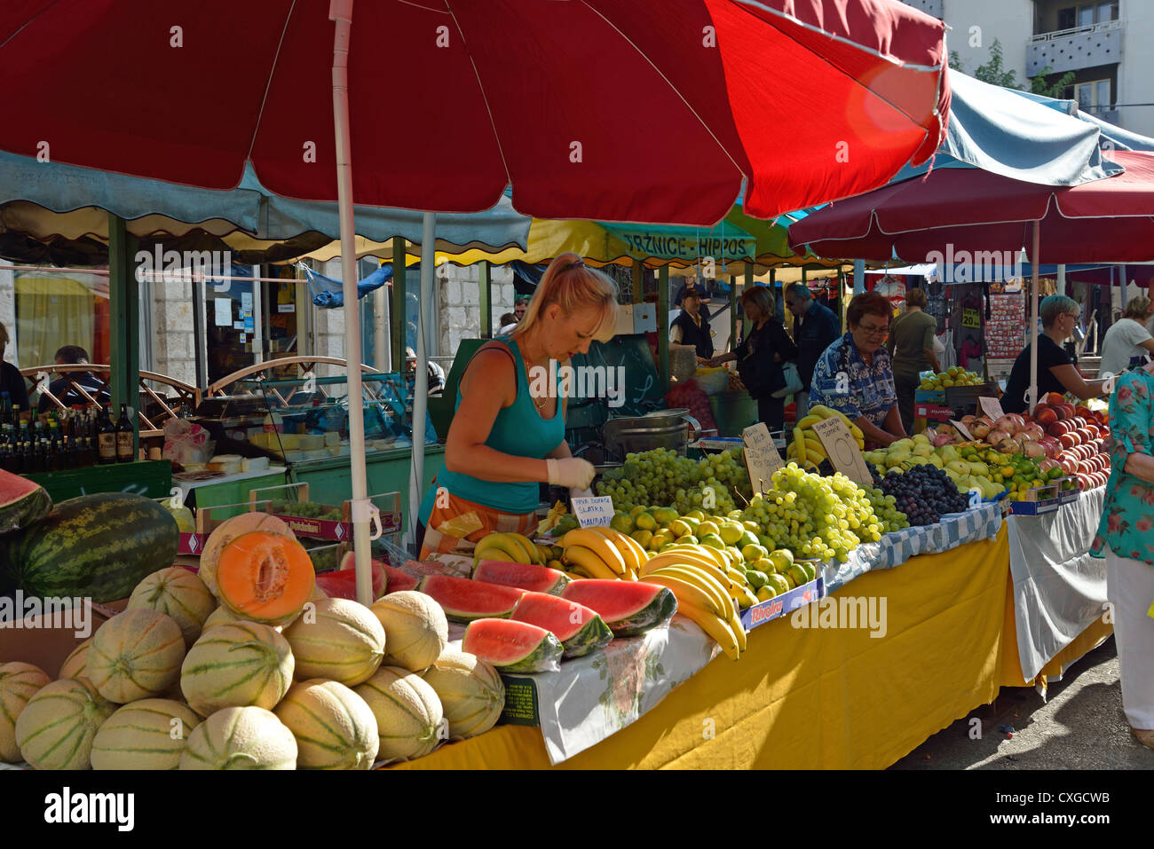 Outdoor street market, Split, Split-Dalmatia County, Croatia Stock ...