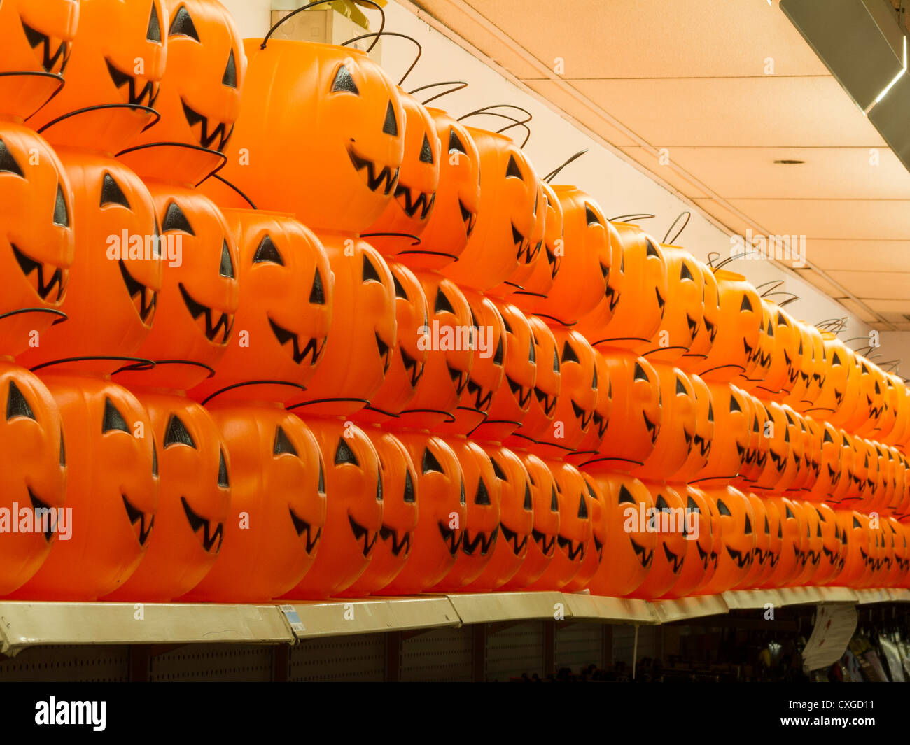 Halloween Display of Jack O Lanterns "Trick or Treat" Buckets, USA ...