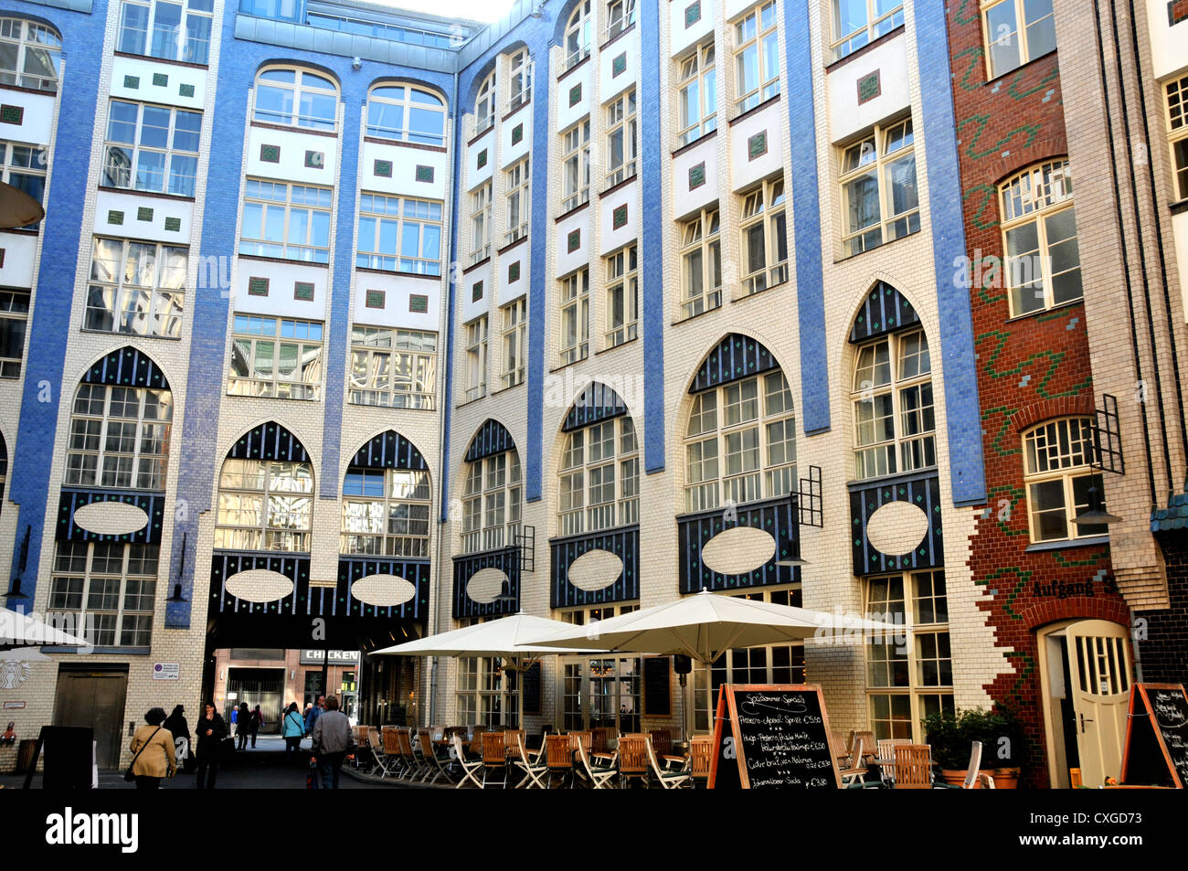 facades of ancient buildings, Hackesche Höfe, Berlin Germany Stock ...