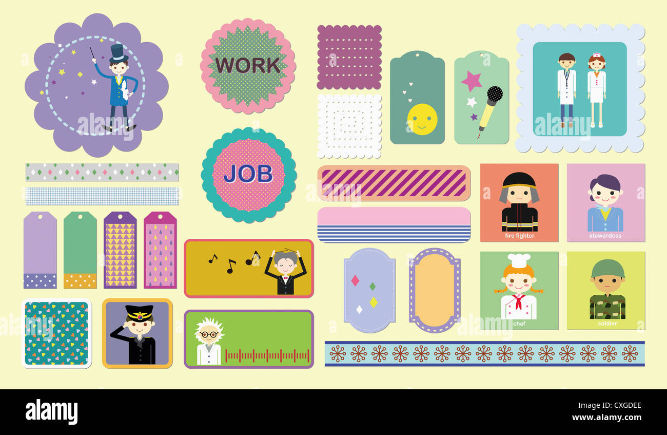 A name tag design with a concept of job and work Stock Photo - Alamy