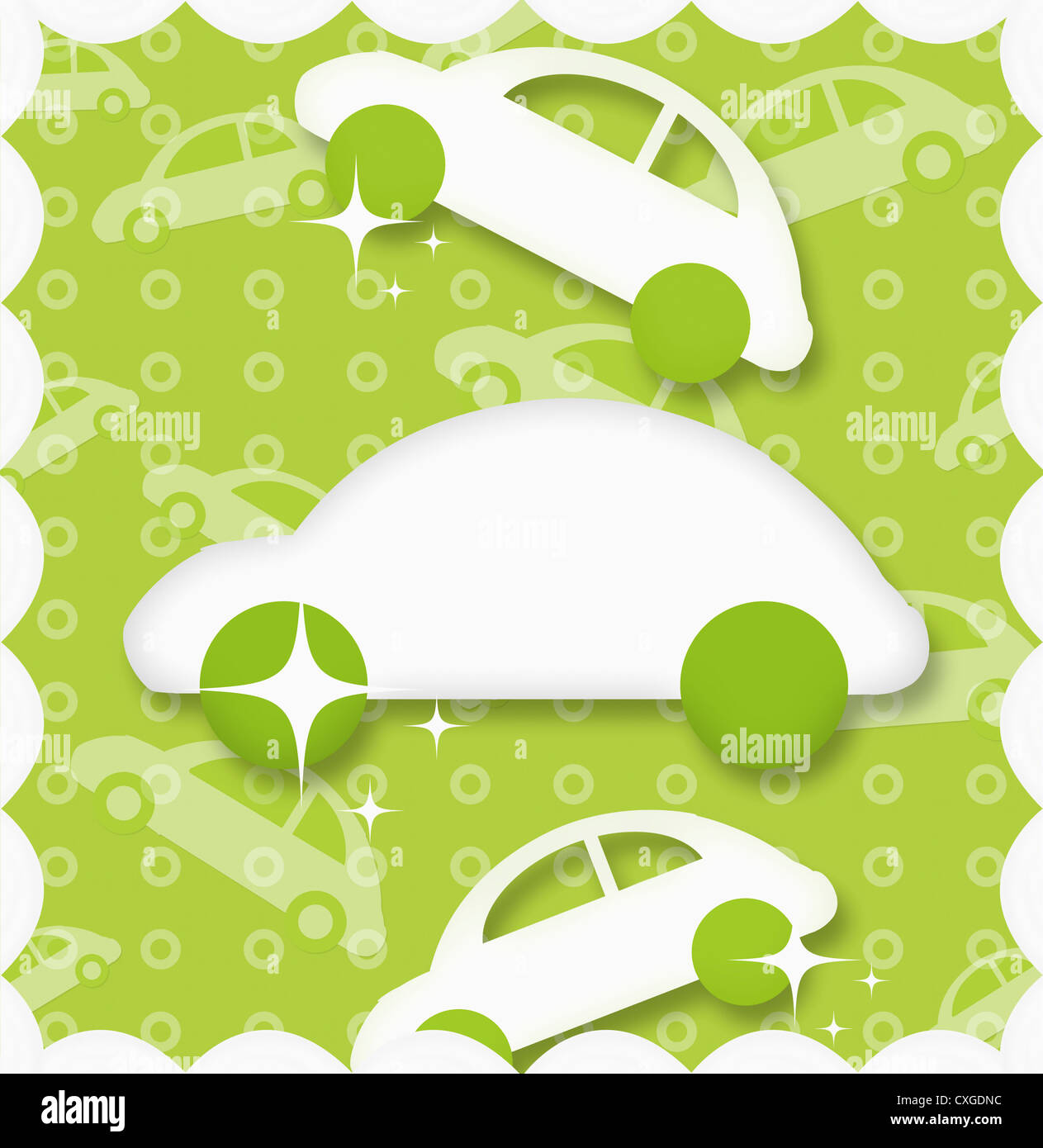 A memo design of white cars in green background Stock Photo - Alamy
