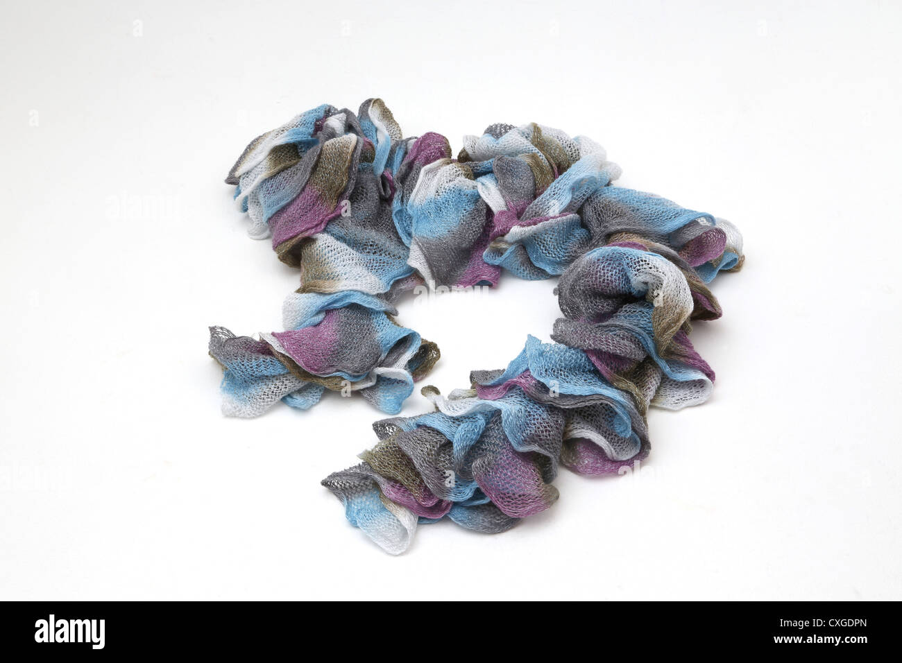 A Colourful Ballerina Ruffle Scarf Made With Wool Yarn Ribbon Stock ...