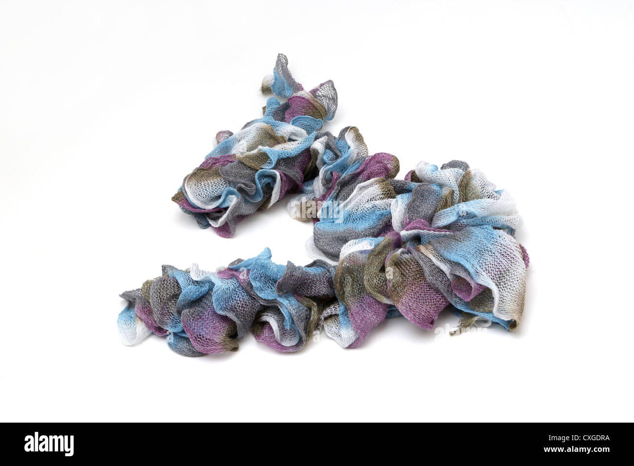 A Colourful Ballerina Ruffle Scarf Made With Wool Yarn Ribbon Stock ...