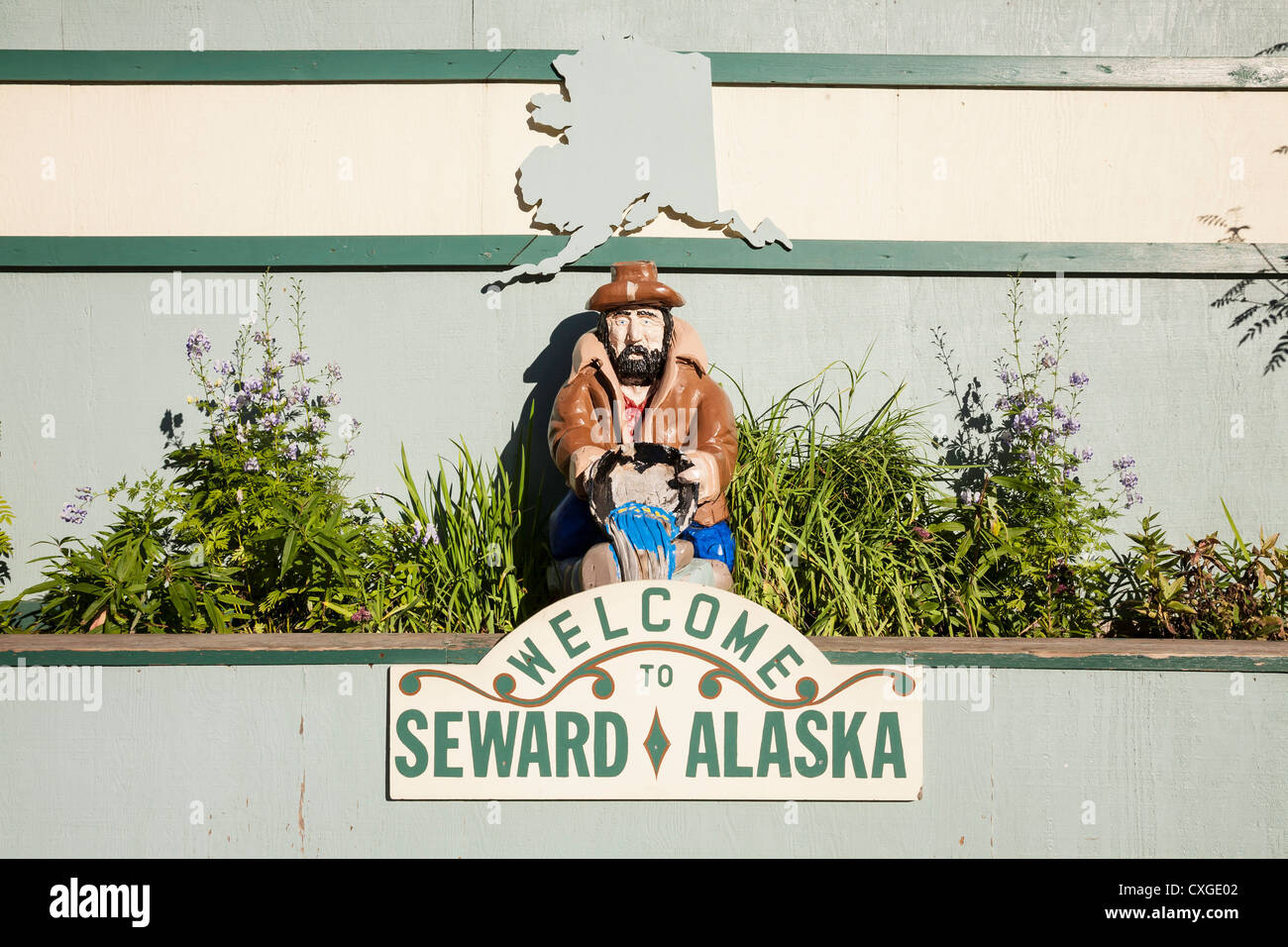 Welcome Sign on Fourth Avenue, Seward, AK, USA Stock Photo - Alamy