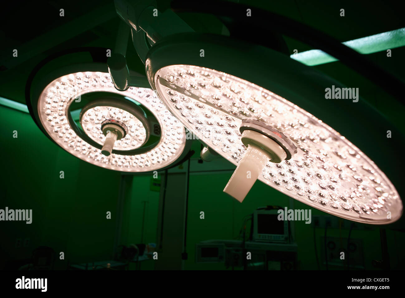 A picture of two bright surgery lights Stock Photo - Alamy