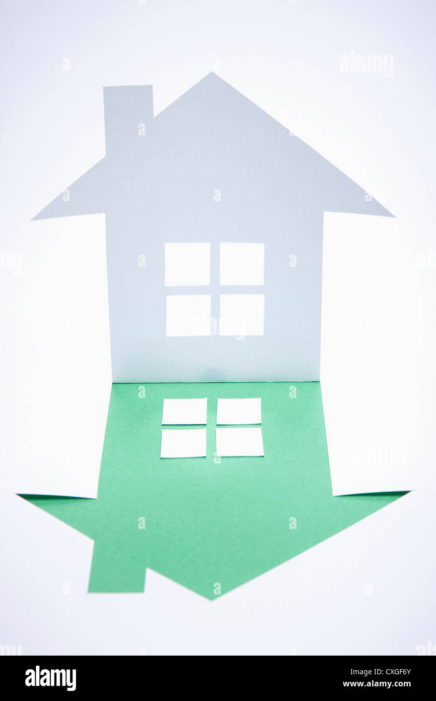 A white house outline with a green shadow Stock Photo - Alamy
