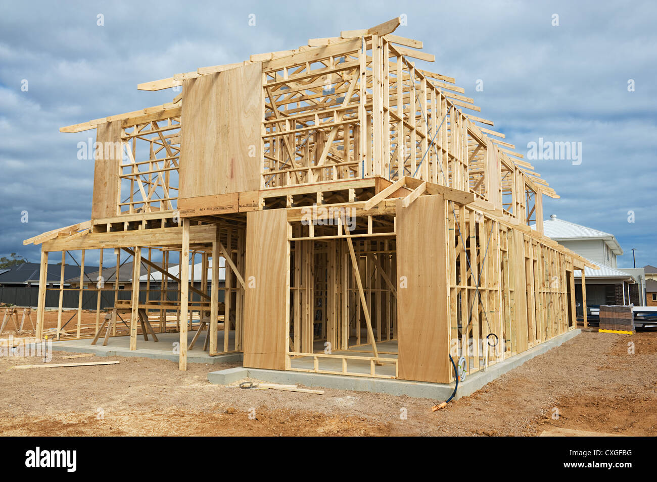 New home construction framing Stock Photo - Alamy