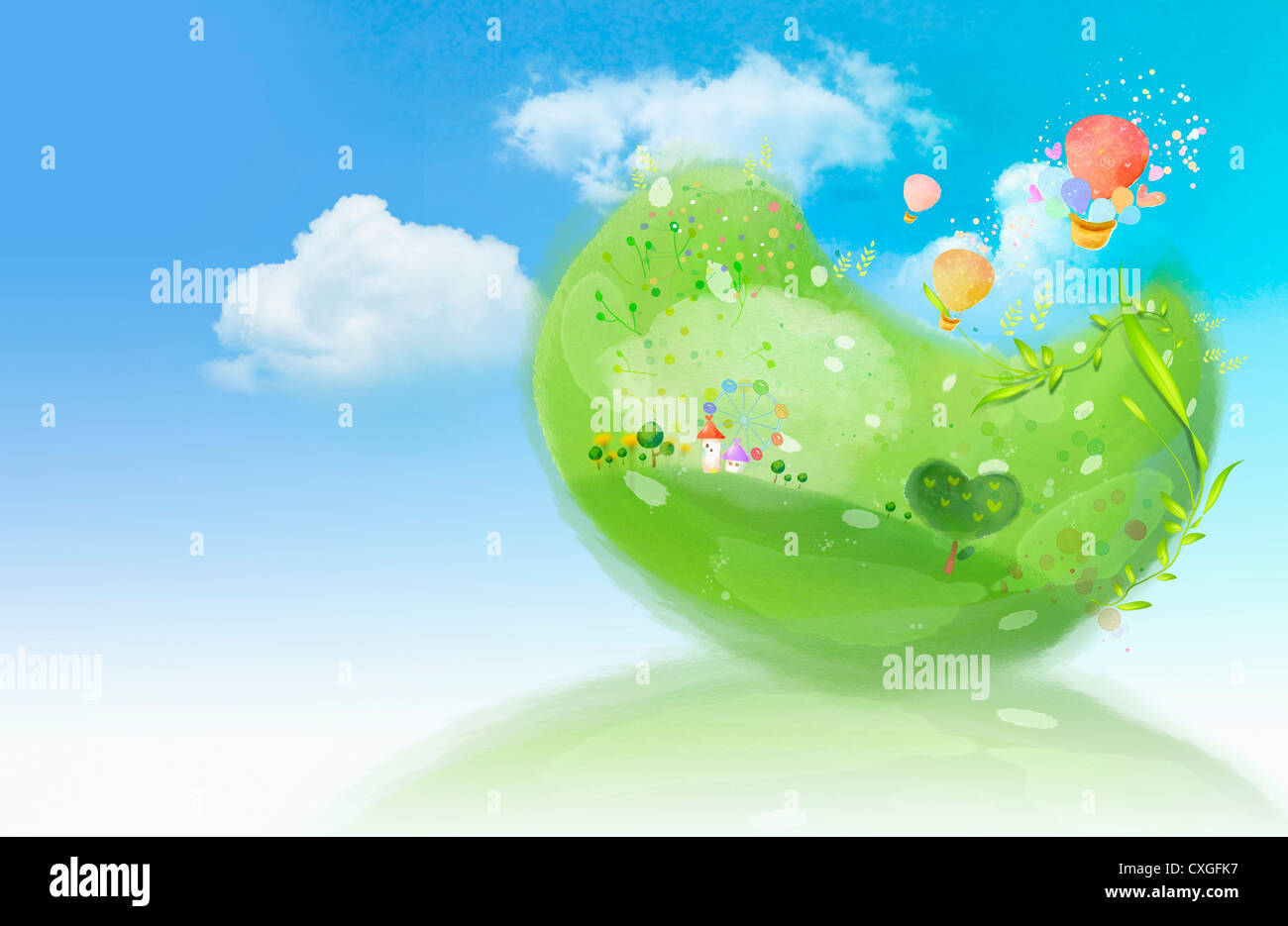 illustration of village in fairy tale Stock Photo - Alamy