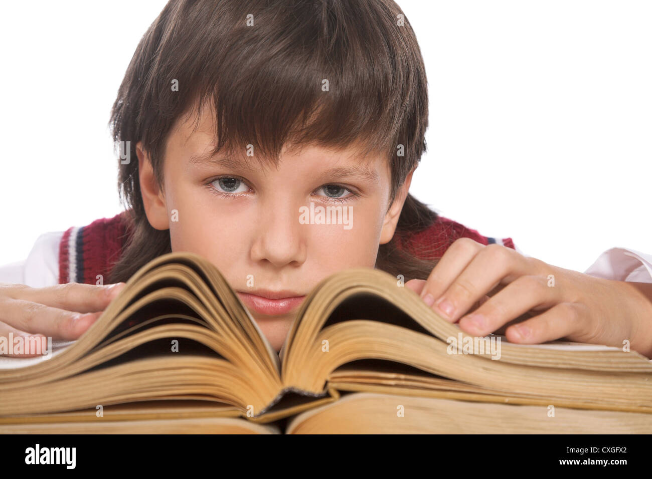 schoolboy with book Stock Photo - Alamy