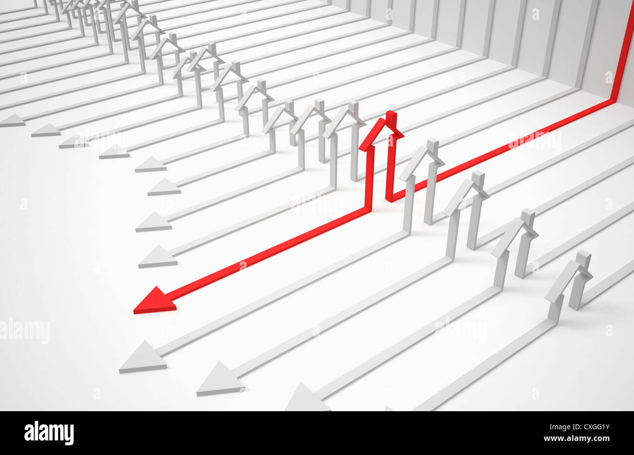 house-shaped red arrow Stock Photo - Alamy