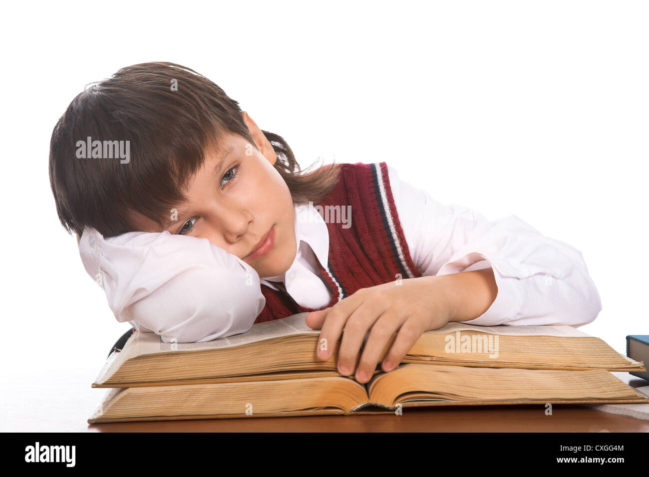 schoolboy with book Stock Photo - Alamy