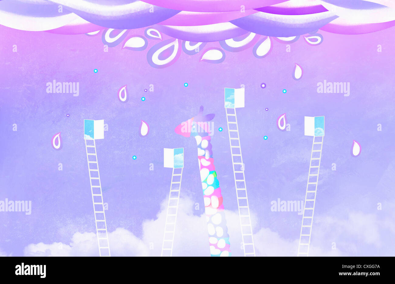 colorful giraffe and ladders background Stock Photo - Alamy